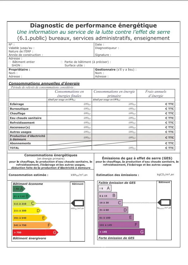 DPE tertiaire : bâtis commerciaux, publics...